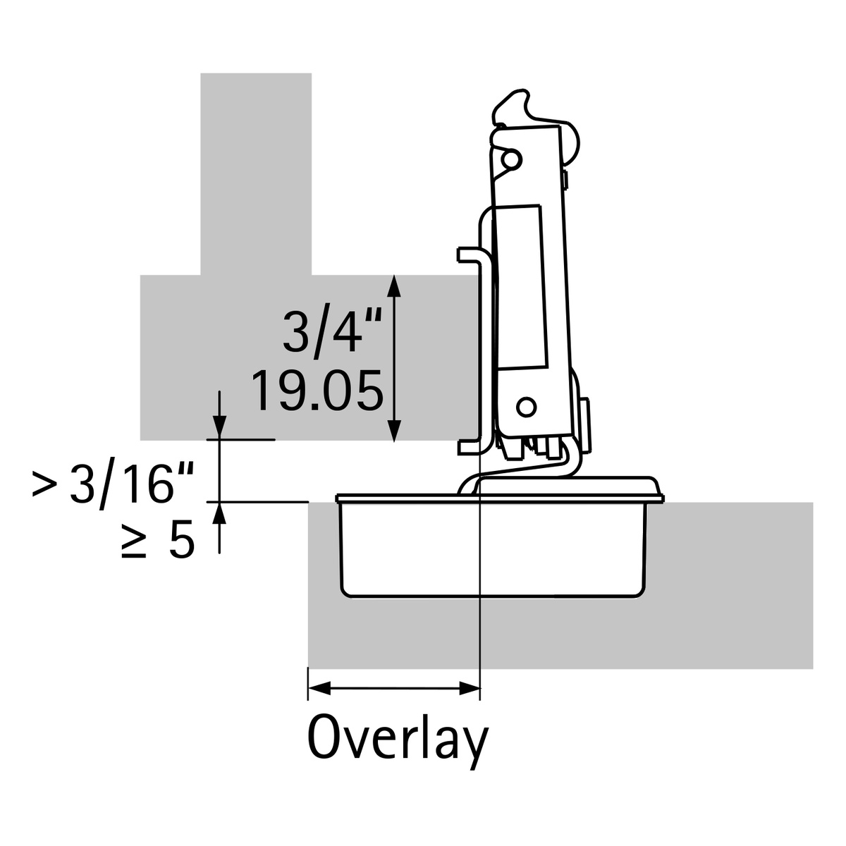 Optimat clip-on with integrated Silent System, TB 42, Overlay 3/4“ (19.1) | 9294764 | US Hettich ...