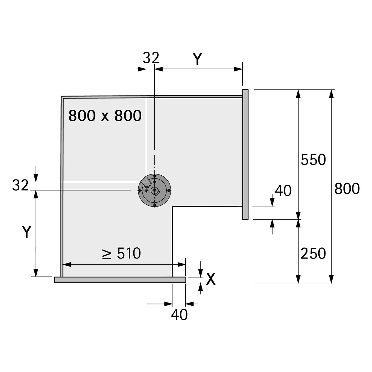 Revo 90° corner unit carousel fitting, silver | 9080040 | Hettich eShop ...