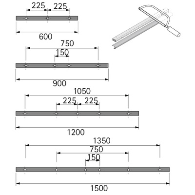 Linero 2000 function rail 600 mm, stainless steel look | 70461 ...